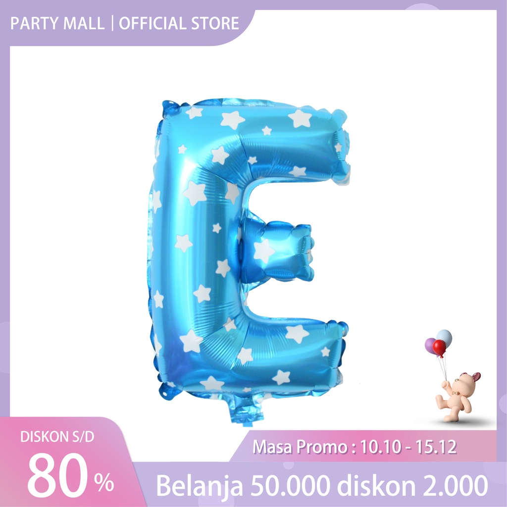 Jual Balon Foil Huruf Biru 16 Inch 40cm Abjad Alphabet A-Z Balon Foil Angka Pink 0-9 Biru(1pcs ...