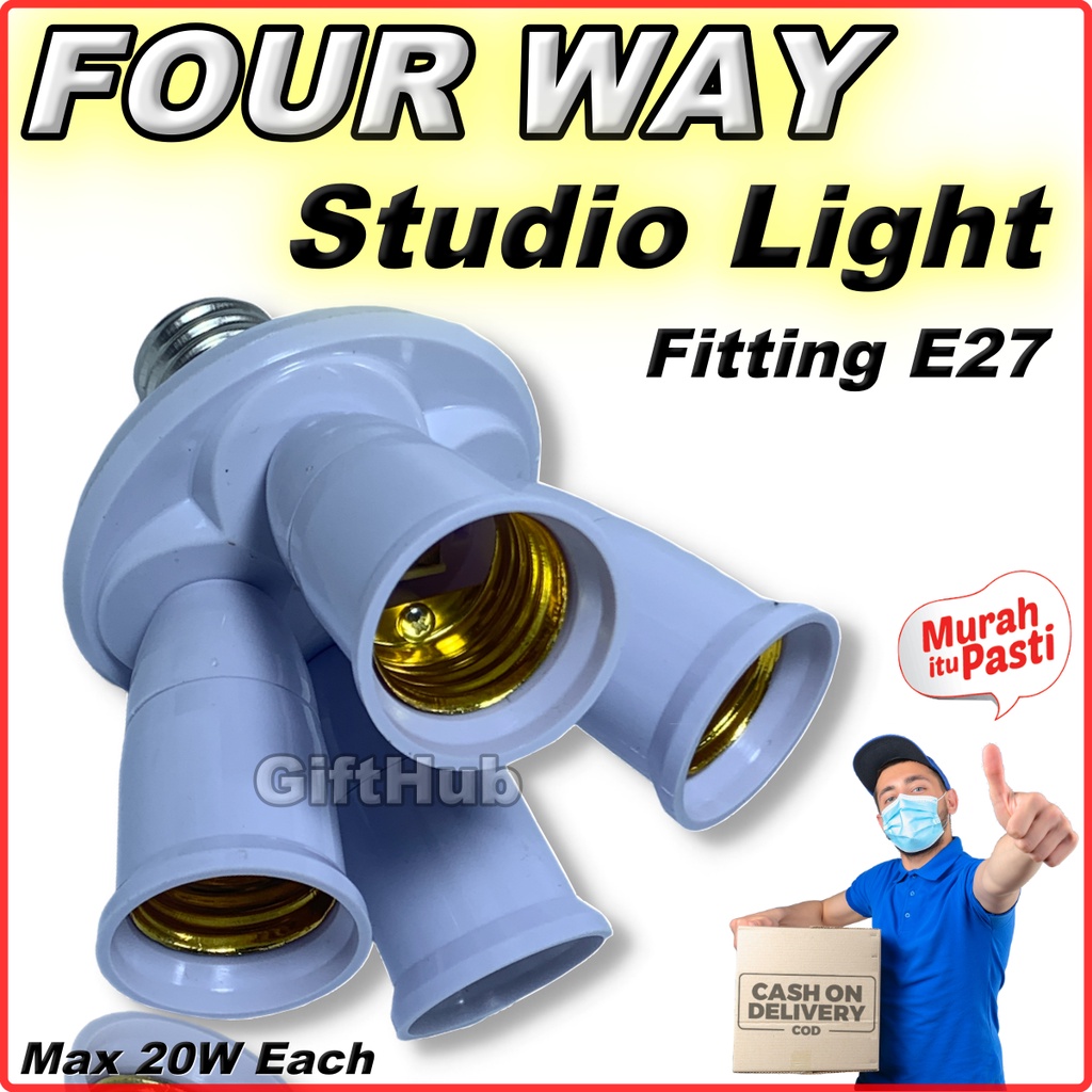 Jual Fitting Extension Bola Lampu Cabang 4 Lampu Bohlam Studio Softbox ...