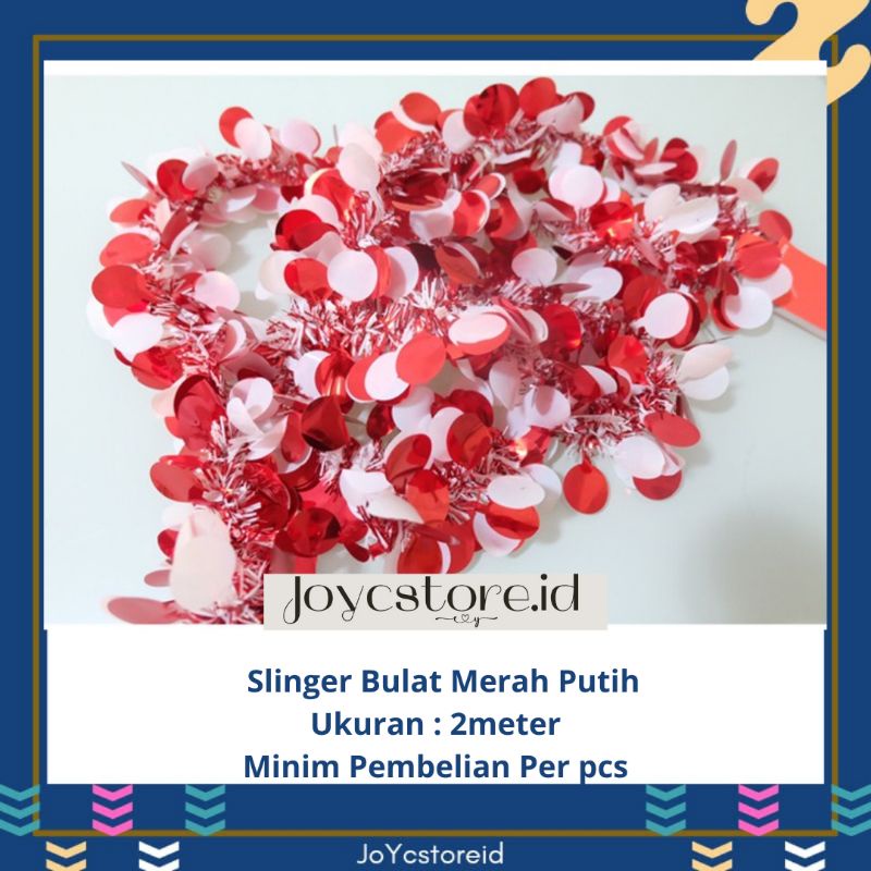 Jual Slinger Merah Putih Bulat Doff | Tinsel Merah Putih | Dekorasi ...