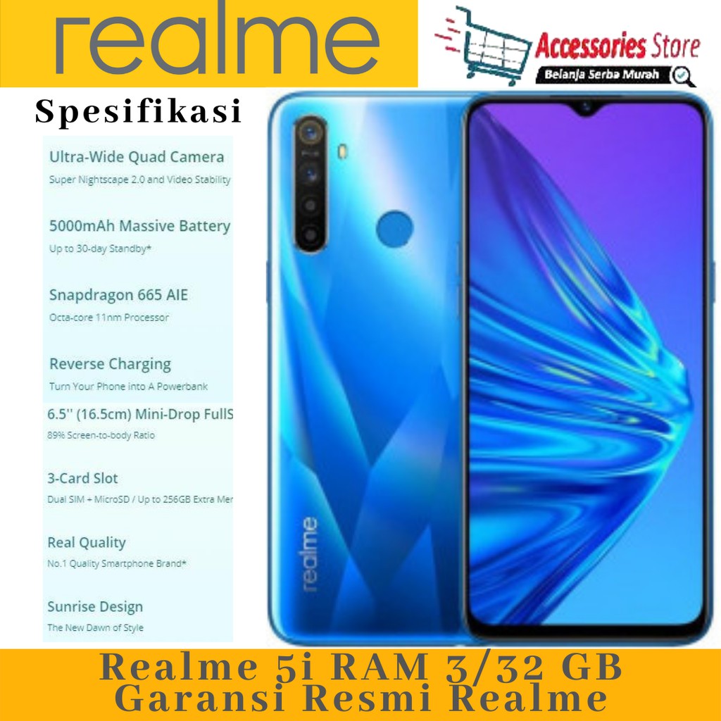 Jual Realme 5i RAM 3/32GB - Garansi Resmi | Shopee Indonesia