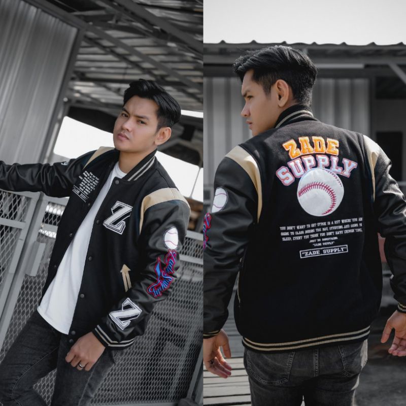 Jual Varsity Jacket-Varcity Hitam-Varsity Base Ball-Jaket Pria-Varsity ...