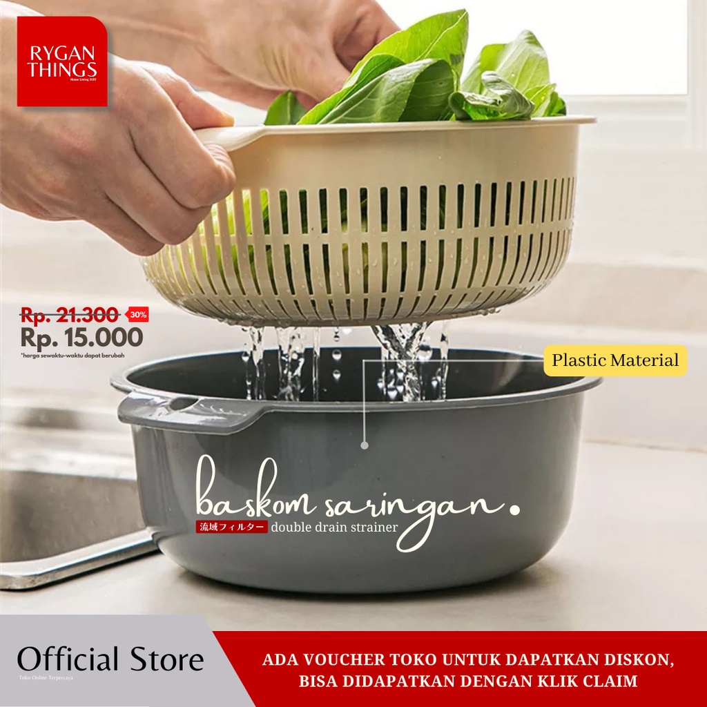 Jual Baskom Saringan Double Layer Cuci Buah Sayuran Size Large | Shopee ...