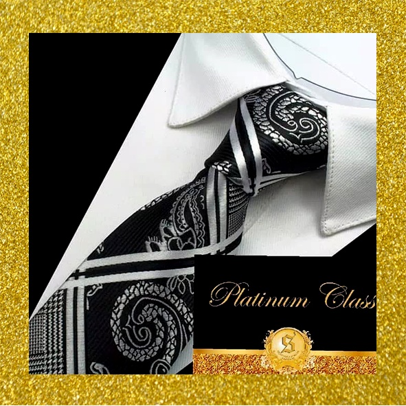 Jual Dasi pria batik hitam putih garis platinum class | Shopee Indonesia