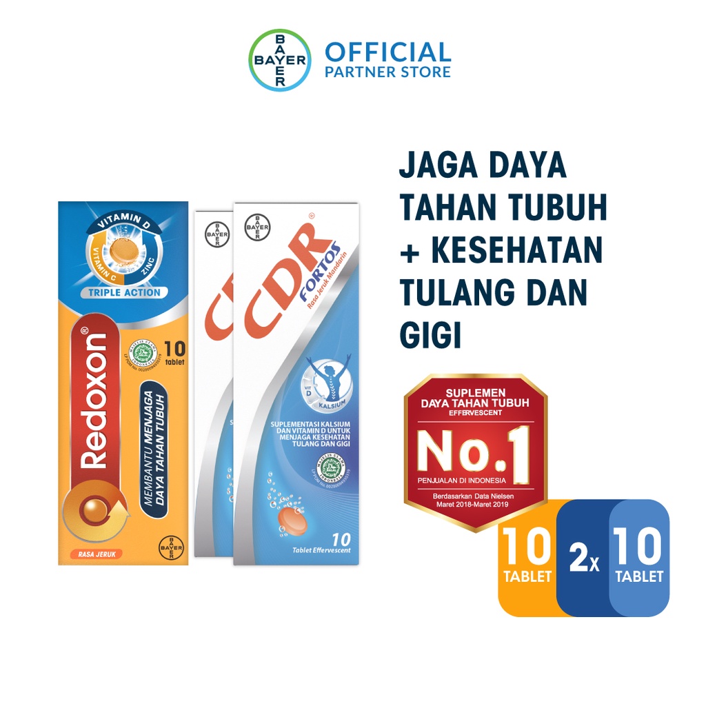 Jual Redoxon Vitamin C, D, dan Zinc 10 Tablet & CDR Fortos Suplemen ...