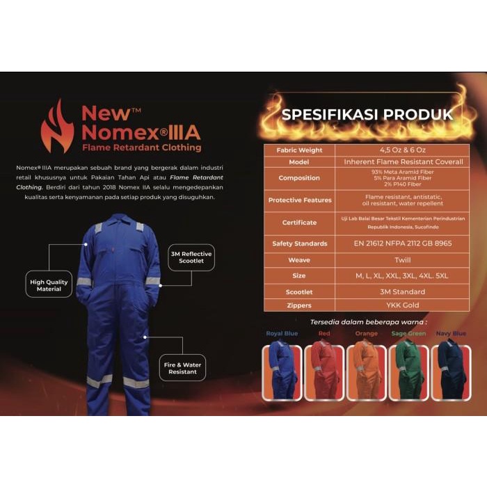 Jual Wear | Wearpack Coverall Nomex Iiia Aramid Anti Api Warna Biru ...