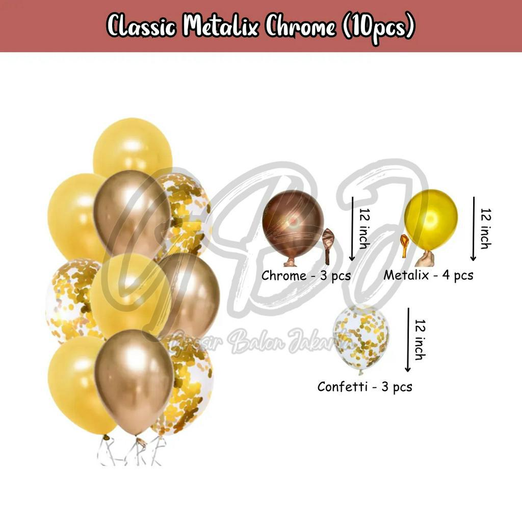 Jual [PAKET MINI] - Classic Metalix Chrome - Dekorasi Balon Simple Set ...