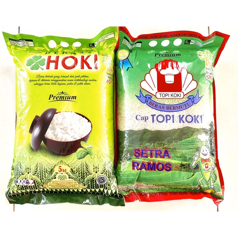 Jual beras premium topi koki 5 kg dan Hoki 5 kg | Shopee Indonesia
