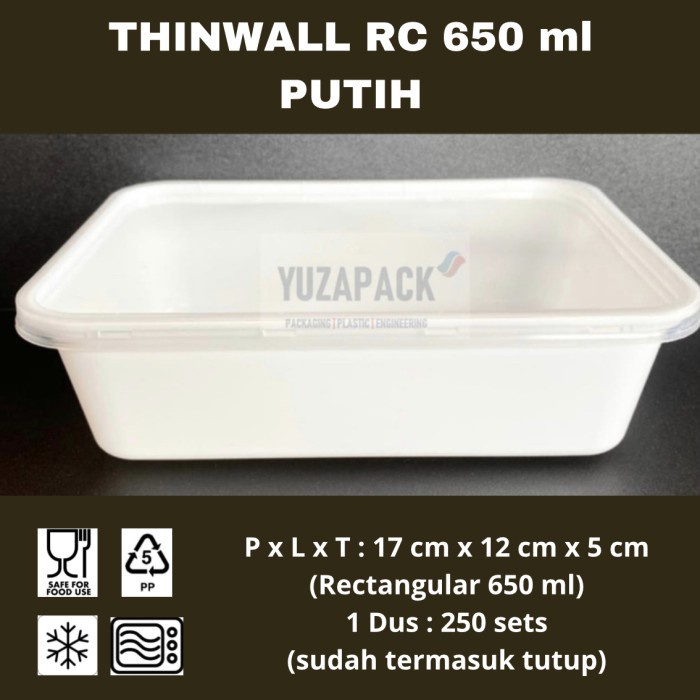 Jual Thinwall Rectangular 650 ml Putih Take Away Box Plastics Microwave | Shopee Indonesia