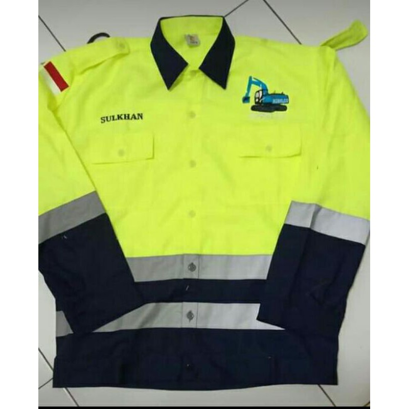 Jual baju alat berat custom bisa tambah logo perusahaan kemeja seragam ...
