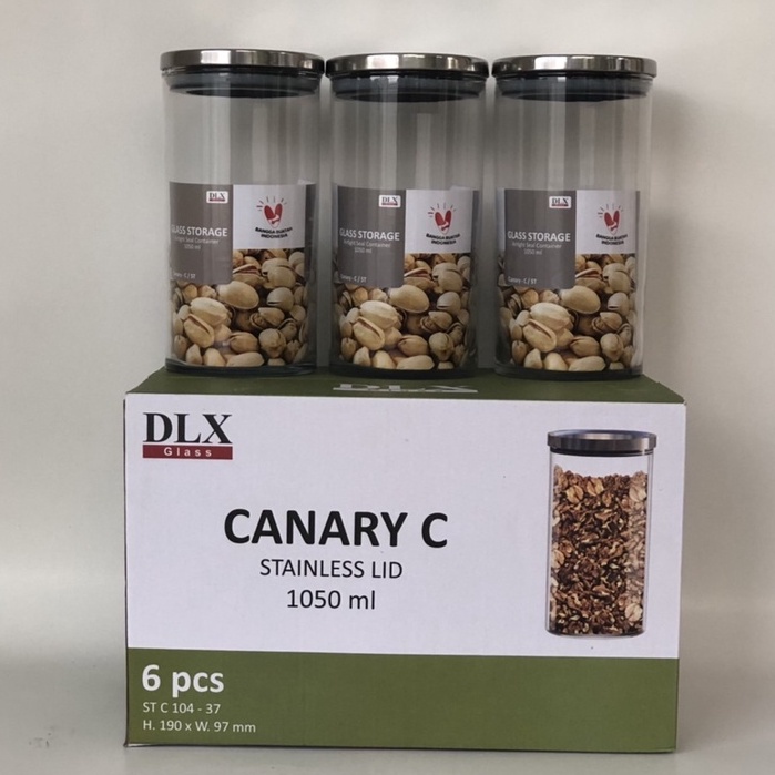 Jual toples kaca canary kedap udara set (6pcs) uk 1050 ML tutup stainless | Shopee Indonesia