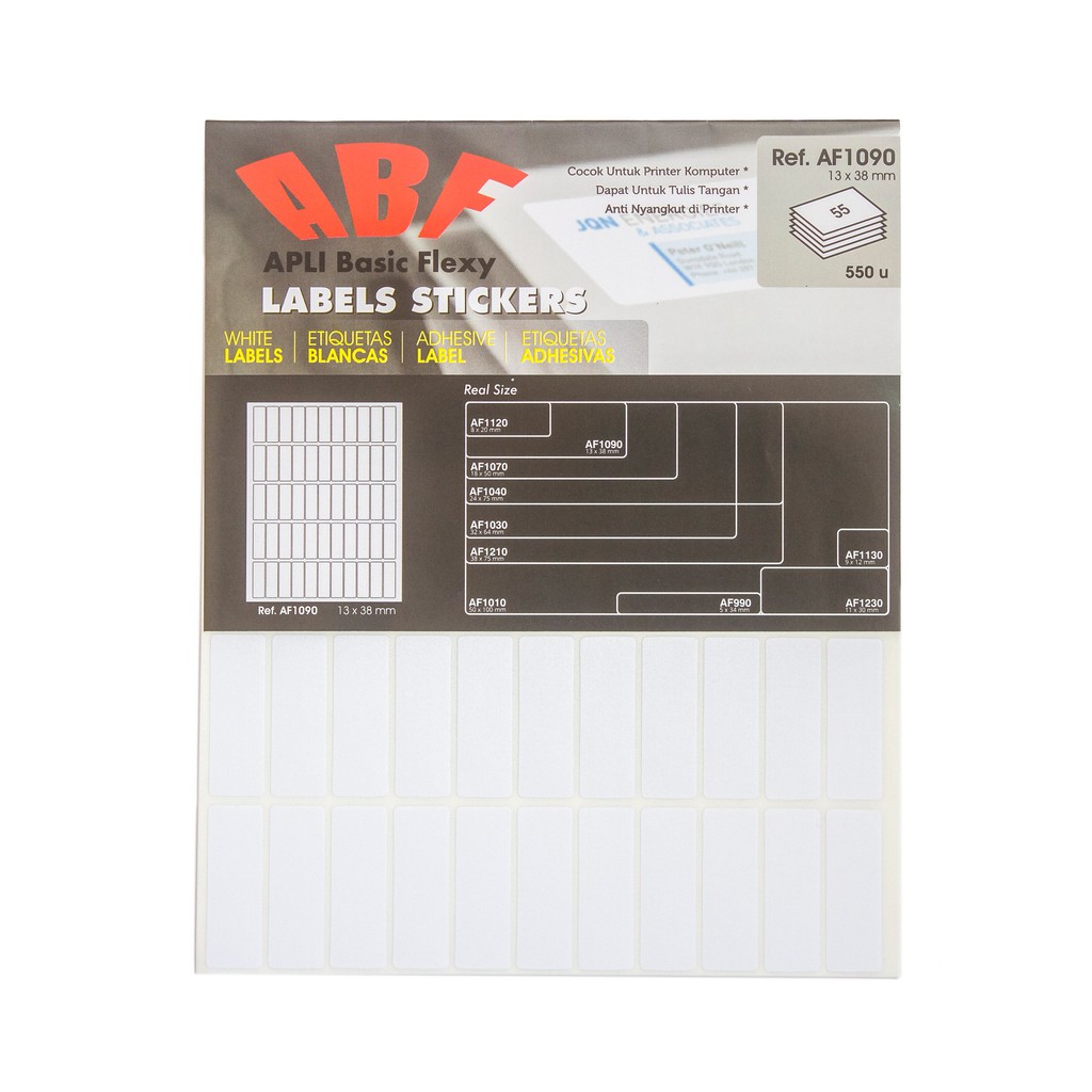 Jual APLI Basic Flexy (ABF) White Labels 13 X 38MM 550 unit #AF1090 ...