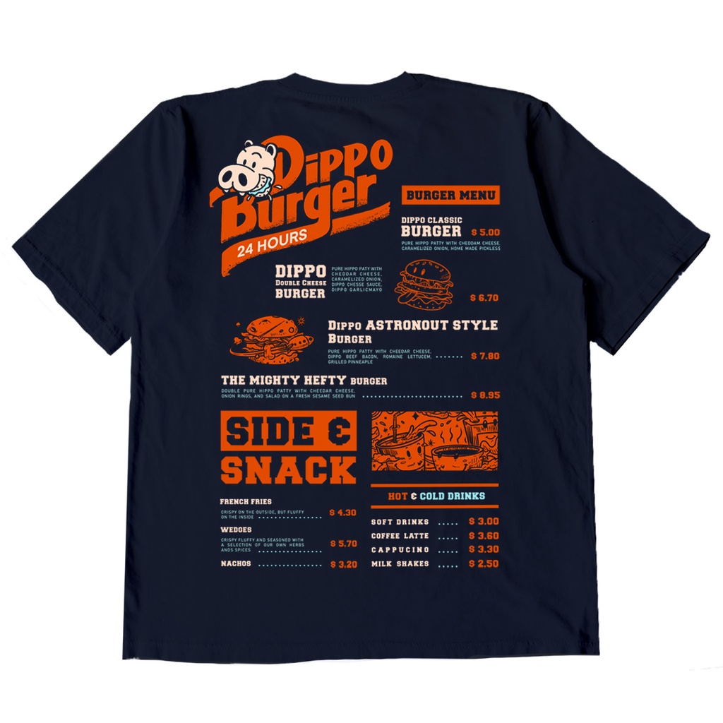 Jual Dippolar T-Shirt Dippo Burger - Navy | Shopee Indonesia