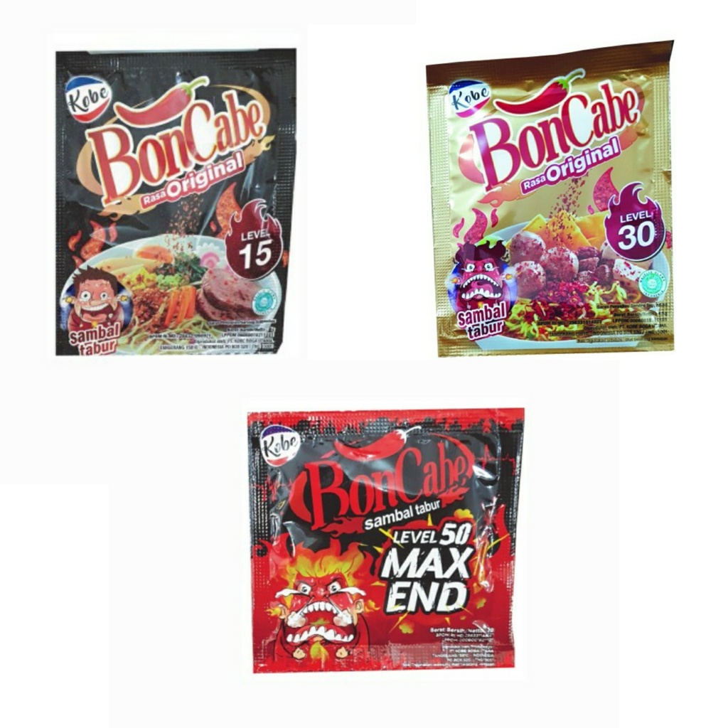 Jual Bon Cabe Bubuk Boncabe Level 15 / 30 / 50 MaxEnd per renceng isi ...