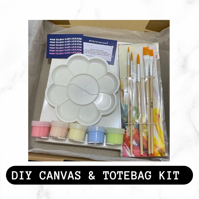 Jual DIY CANVAS PAINTING KIT / DIY TOTEBAG PAINTING KIT / CANVAS 20x20 ...