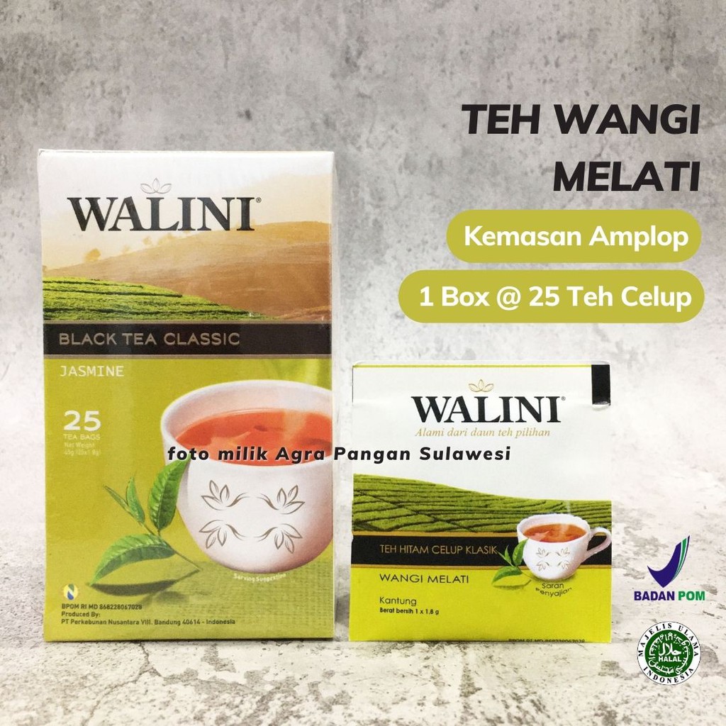 Jual Teh Melati Jasmine WALINI | Teh Celup Wangi Black Tea Kemasan ...