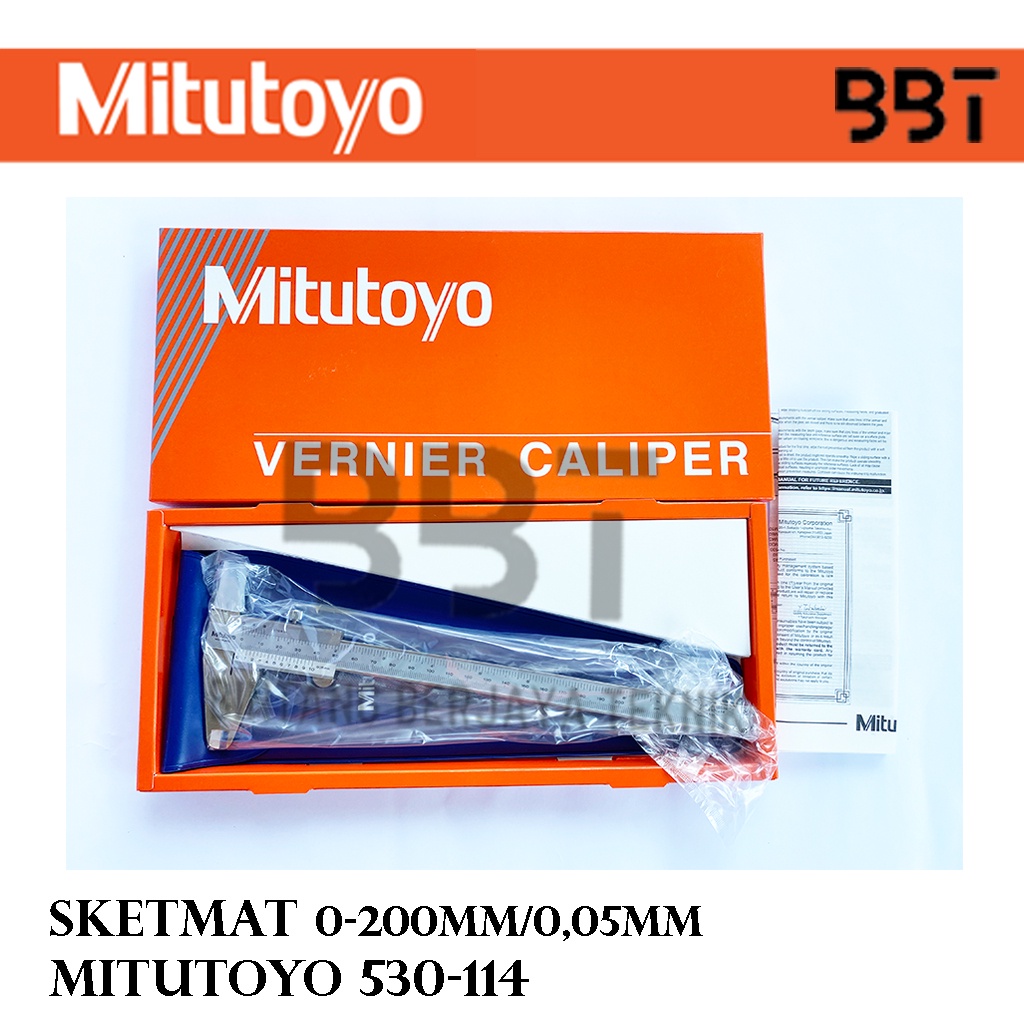Jual Sketmat 8inch MITUTOYO 530-114 0-200mm / 0.05mm / Vernier Caliper ...