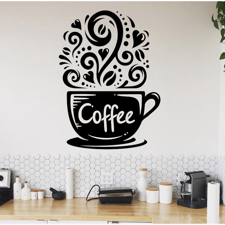 Jual Stiker Dinding Kopi Dekorasi Kafe Coffee Cups Kitchen Wall Tea ...