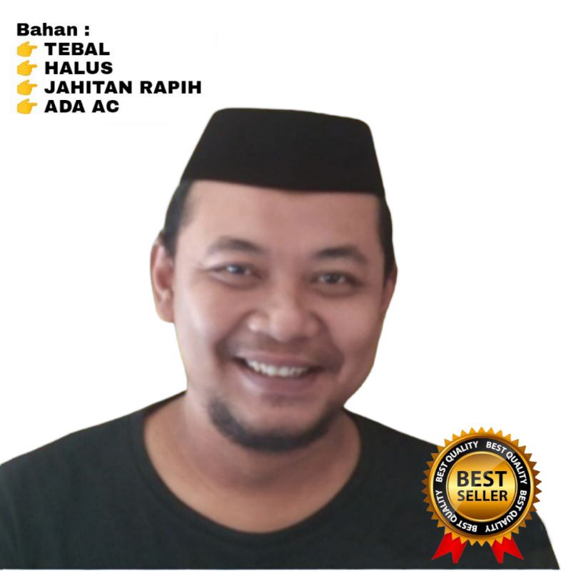 Jual Songkok Hitam ceper/pendek tinggi 6 cm, 7 cm, 8 cm, 9 cm, Peci ...