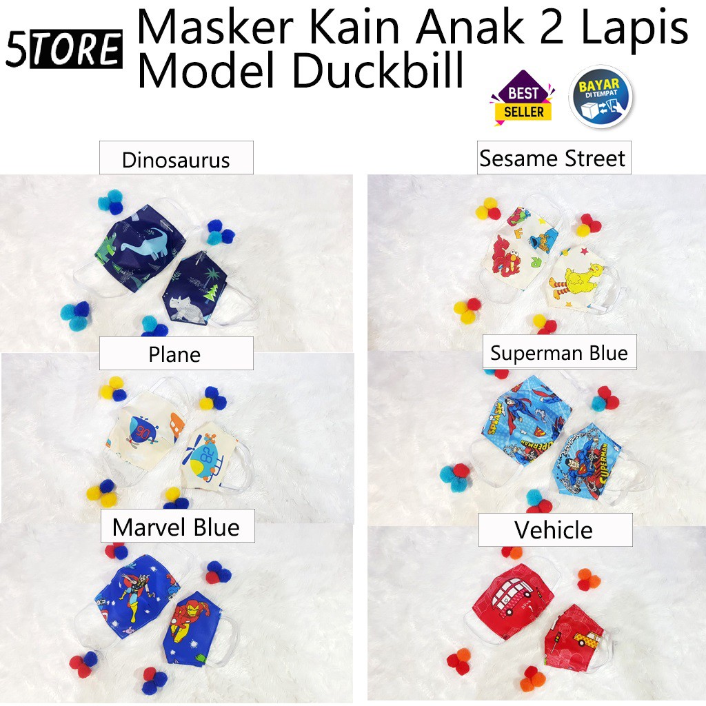 Jual Masker Anak - Masker Kain Anak - Masker Anak Karakter 2 Lapis ...