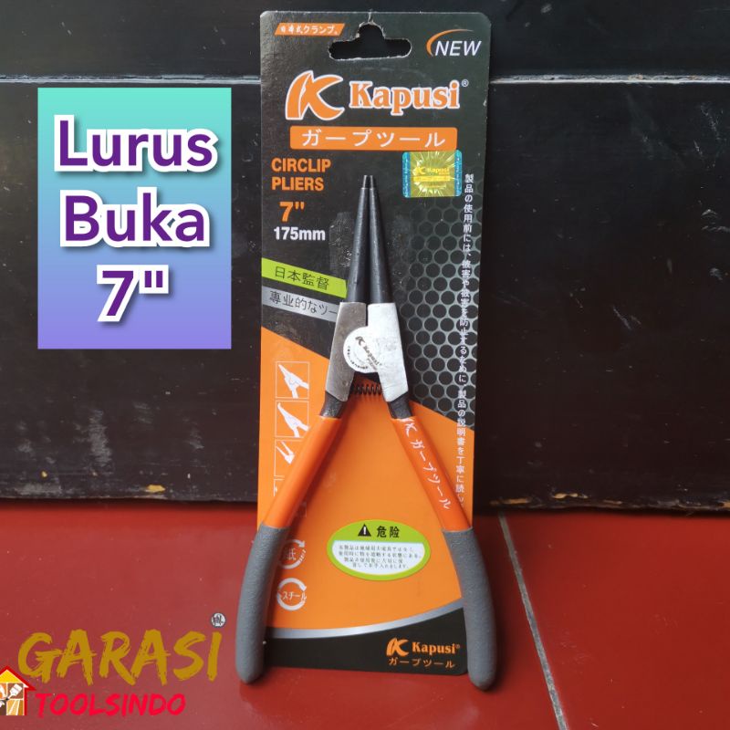 Jual tang snap ring 7 " Kapusi Japan lurus buka circlip plier 7 inch ...