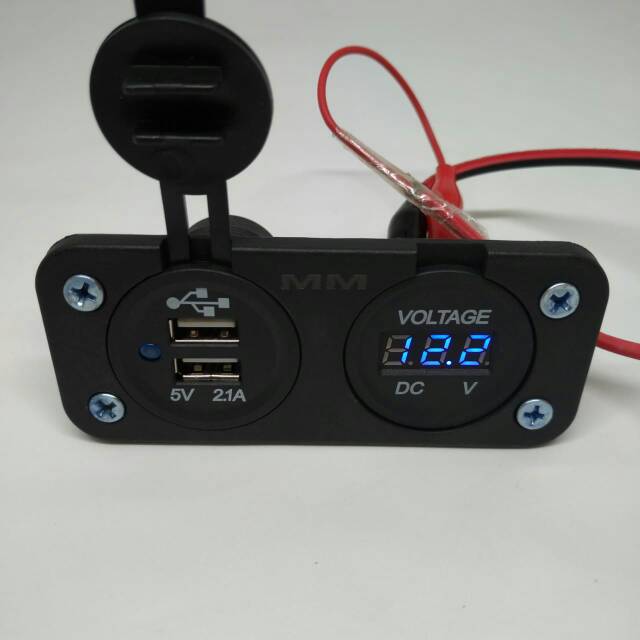 Jual Voltmeter motor layar digital LED dan charger 2 socket USB ...