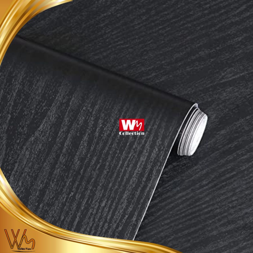 Jual Wallpaper Dinding Sticker Motif Kayu Hitam 45cm x 100cm ...