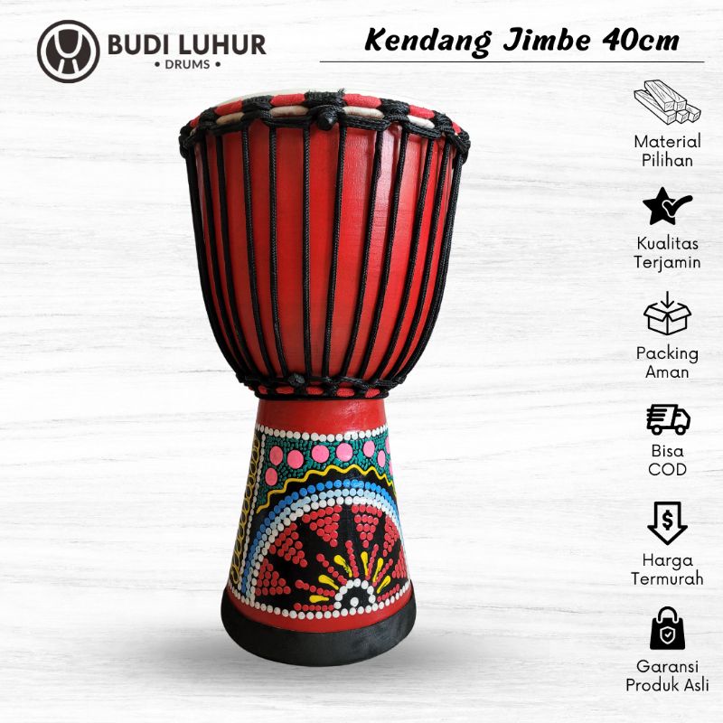 Jual Alat Musik Kendang Jimbe Tinggi 40cm Diameter 8 Inch Merah ...