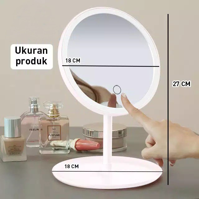 Jual ANK CERMIN RIAS LED MIRROR BULAT TOMBOL TOUCH SCREEN / KACA MAKEUP ...