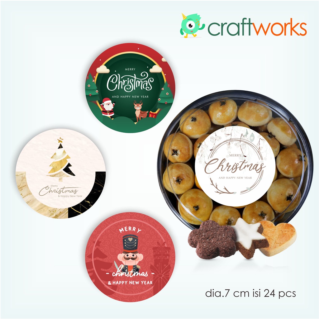 Jual STICKER NATAL KUE KERING / TOPLES - 7 CM ISI 24 PCS | Shopee Indonesia