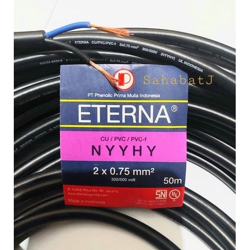 Jual kabel eterna nyyhy 2x0.75 serabut 2x0,75 Hitam ( harga per meter) | Shopee Indonesia