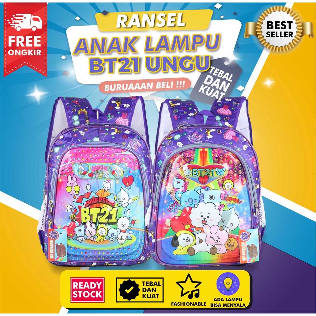 Jual Tas Gendong Sekolah Anak Cewek Ransel LED Lampu Nyala Gambar Motif ...