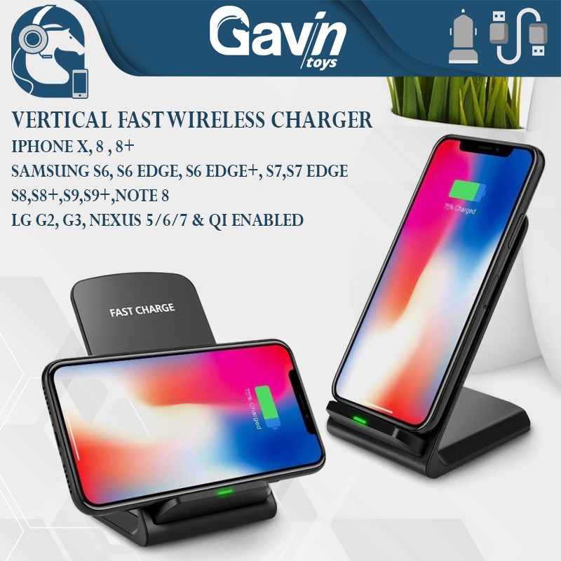 Jual Vertical Fast Wireless Charger Standing Wireless Charging Berdiri ...