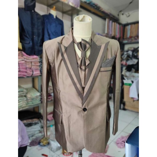 Jual Jas semi woll warna moca/jas pengantin semi woll lengkap dengan ...