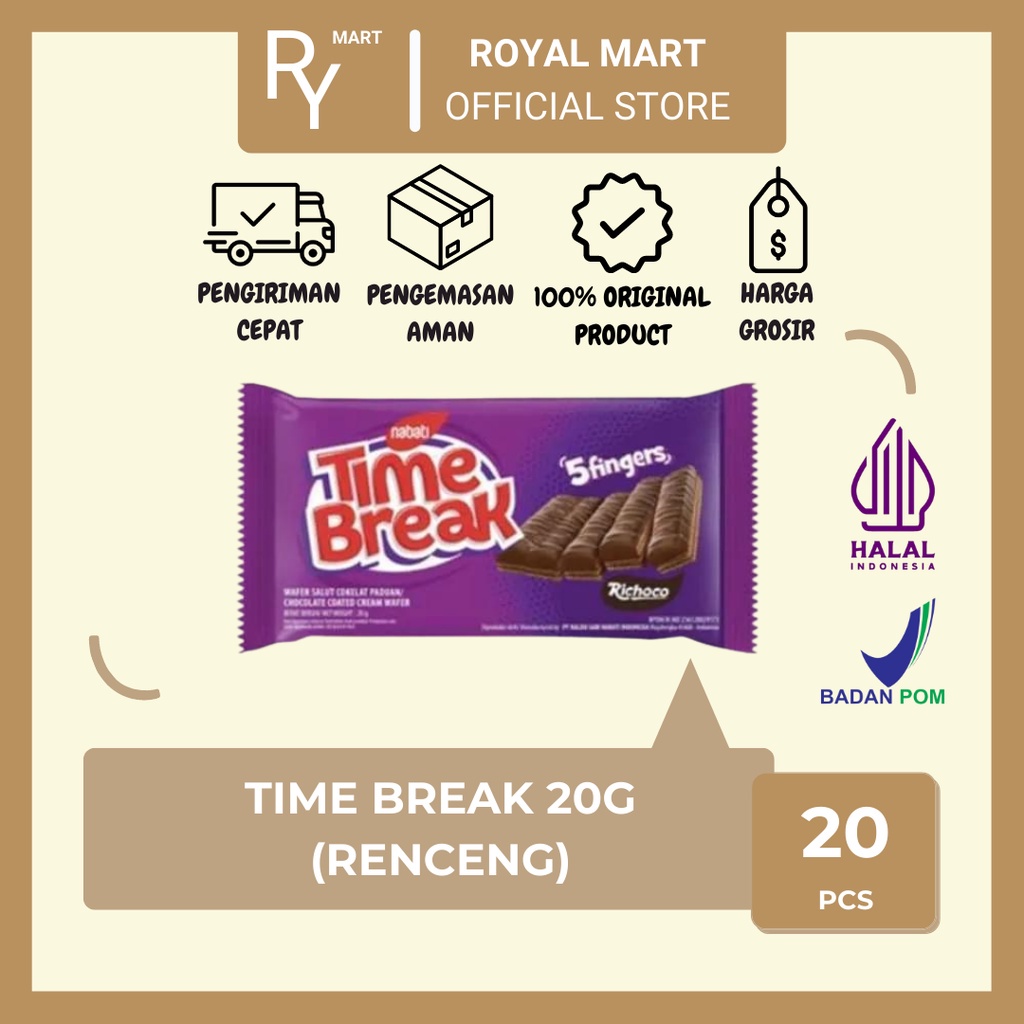 Jual Time Break Wafer Cokelat Renceng 20g x 20's | Shopee Indonesia