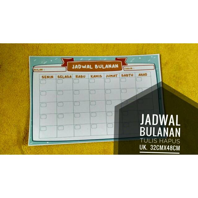 Jual Monthly planner / jadwal bulanan/ perencanaan bulanan/schedule board/papan perencanaan ...