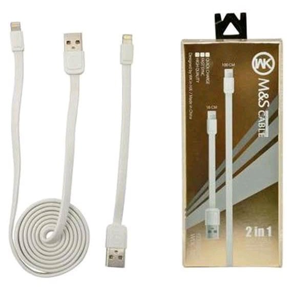 Jual Data Cable Kabel Data 2in1 1mtr WK Design M&S WDC-009 kabe Pipih ...