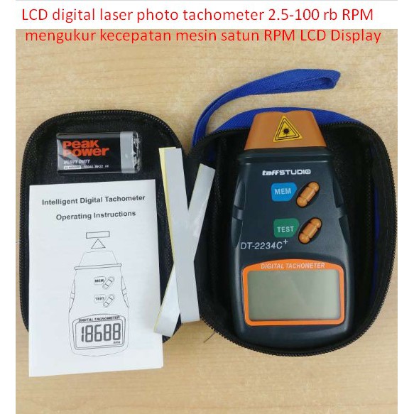 Jual LCD digital laser photo tachometer 2.5-100 rb RPM mengukur ...