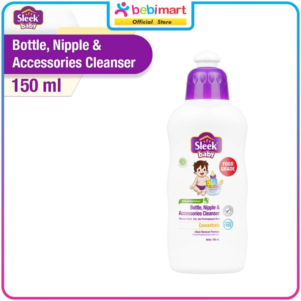 Jual SLEEK BOTTLE, NIPPLE, AND ACCESSORIES CLEANSER BOTOL 150ML / SLEEK ...