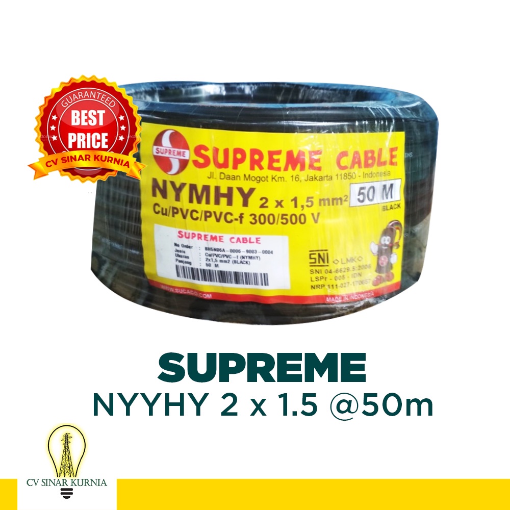 Jual Kabel Listrik NYYHY 2x1.5 mm 2x1,5 SUPREME| SUPREME Kabel NYYHY| 50M | Shopee Indonesia