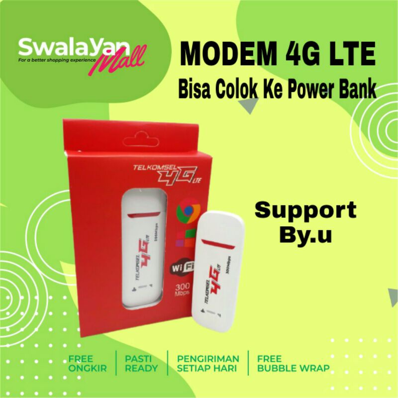 Jual Modem Wingle Wifi 4G LTE Unlock 300Mbps Bisa Colok Power Bank ...