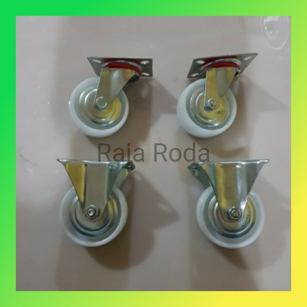 Jual roda nilon 3 inch set - 2hidup & 2mati - untuk rak etalase lemari ...