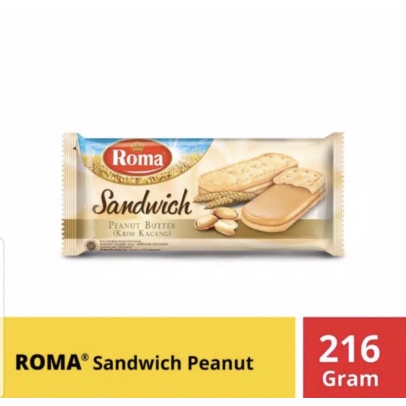 Jual ROMA SANDWICH PEANUT BUTTER / COKLAT 216 GR | Shopee Indonesia