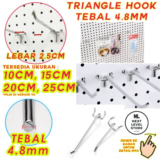 Jual Triangle Hook Ram 10 15 20 25 CM Besi Stainless Cantolan Besi ...
