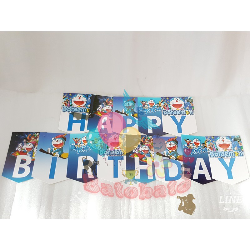 Jual Banner Happy Birthday Motif Doraemon / Banner Ulang Tahun / Banner ...