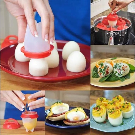Jual Silicone Egg Boil Set isi 6pcs Cetakan Telur Rebus Telor Silikon ...