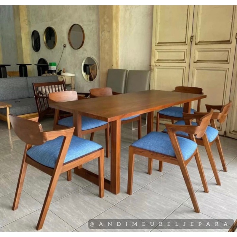 Jual Dining Table / Set Meja Makan 6 Kursi Minimalis Jati Solid ...