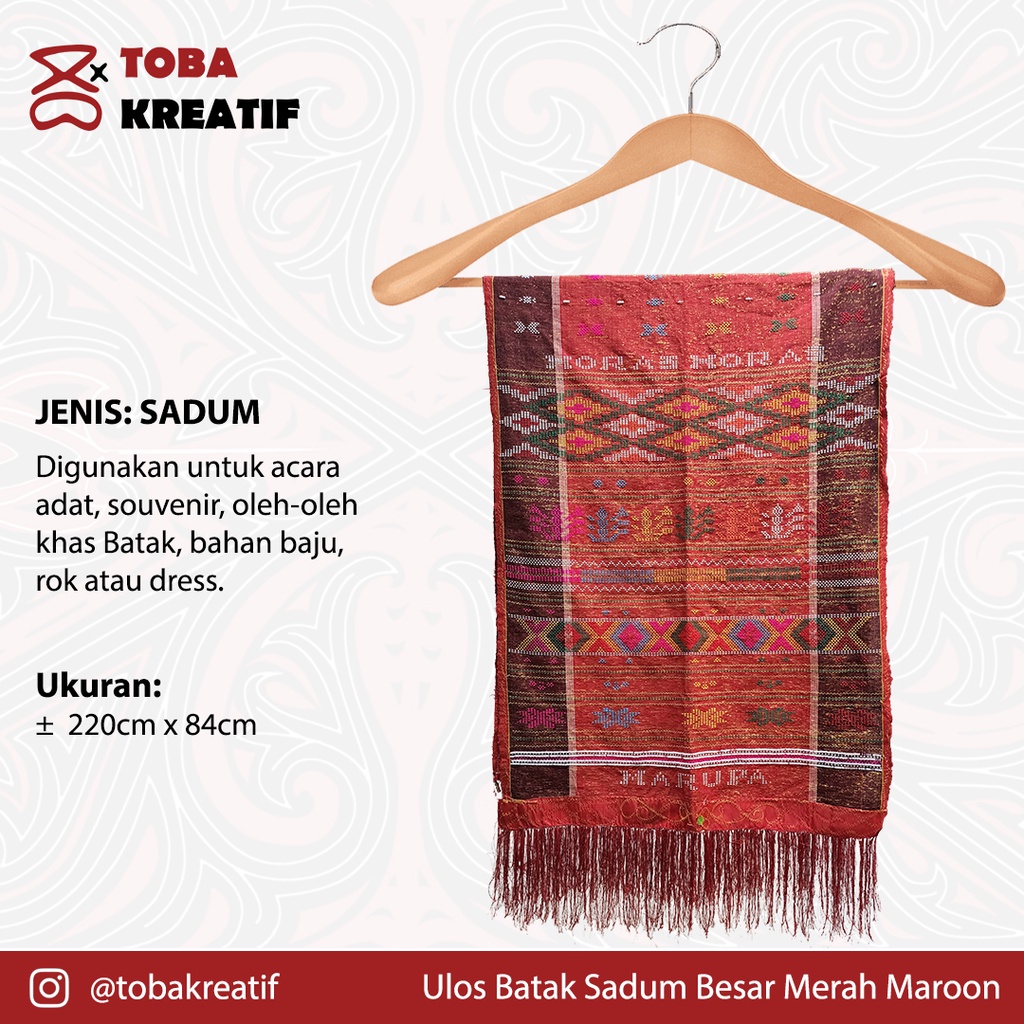 Jual Kain Ulos Batak Toba Sadum Besar Merah Maroon | Shopee Indonesia