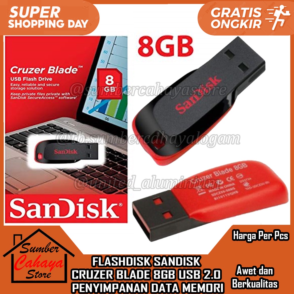 Jual Flashdisk Sandisk Blade 8GB USB 2.0 Cruzer OTG PENYIMPANAN DATA MEMORI Flash Dual Drive ...