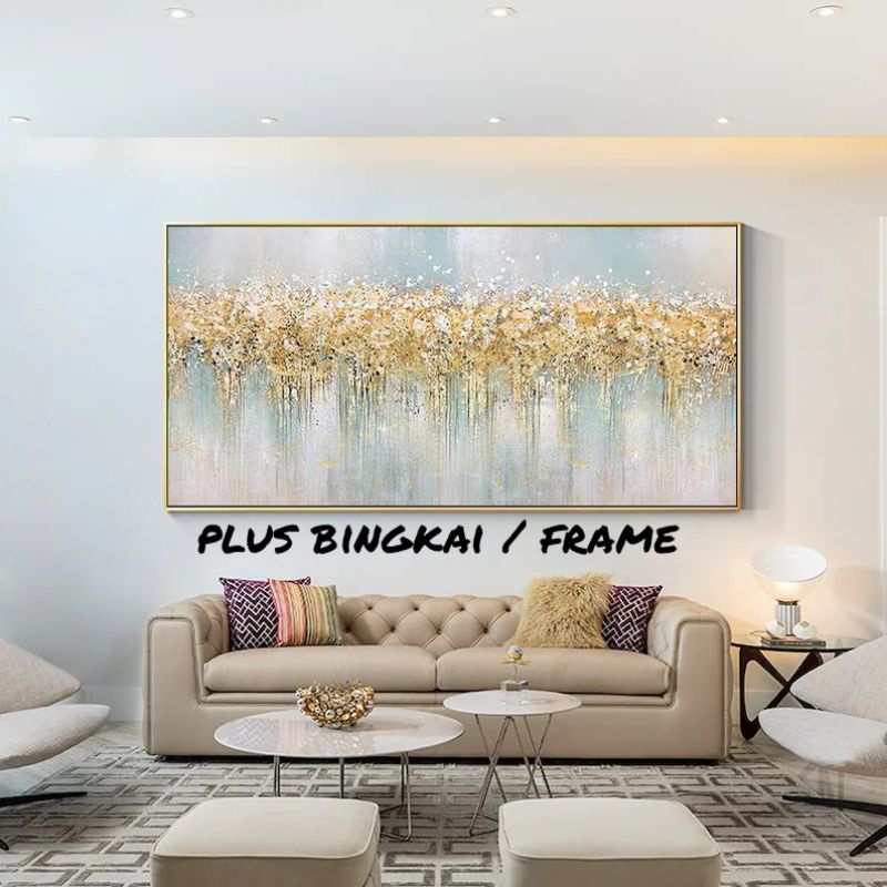 Jual LUKISAN ABSTRAK modern minimalis 120x70 cm BINGKAI frame dinding ...
