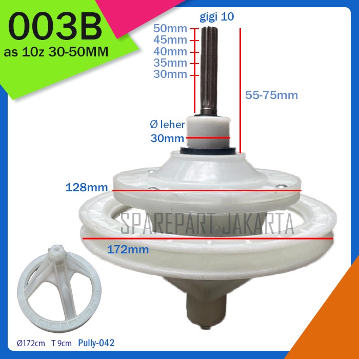 Jual Gearbox / Girbok Mesin cuci WGBX-003B 10Z 35-50mm pully besar | Shopee Indonesia
